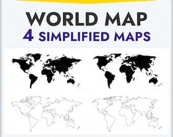 Customizable Vector World Map simple - Etsy
