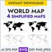 Simple World Map SVG, Silhouette World Map Vector, Outlined World Map ...