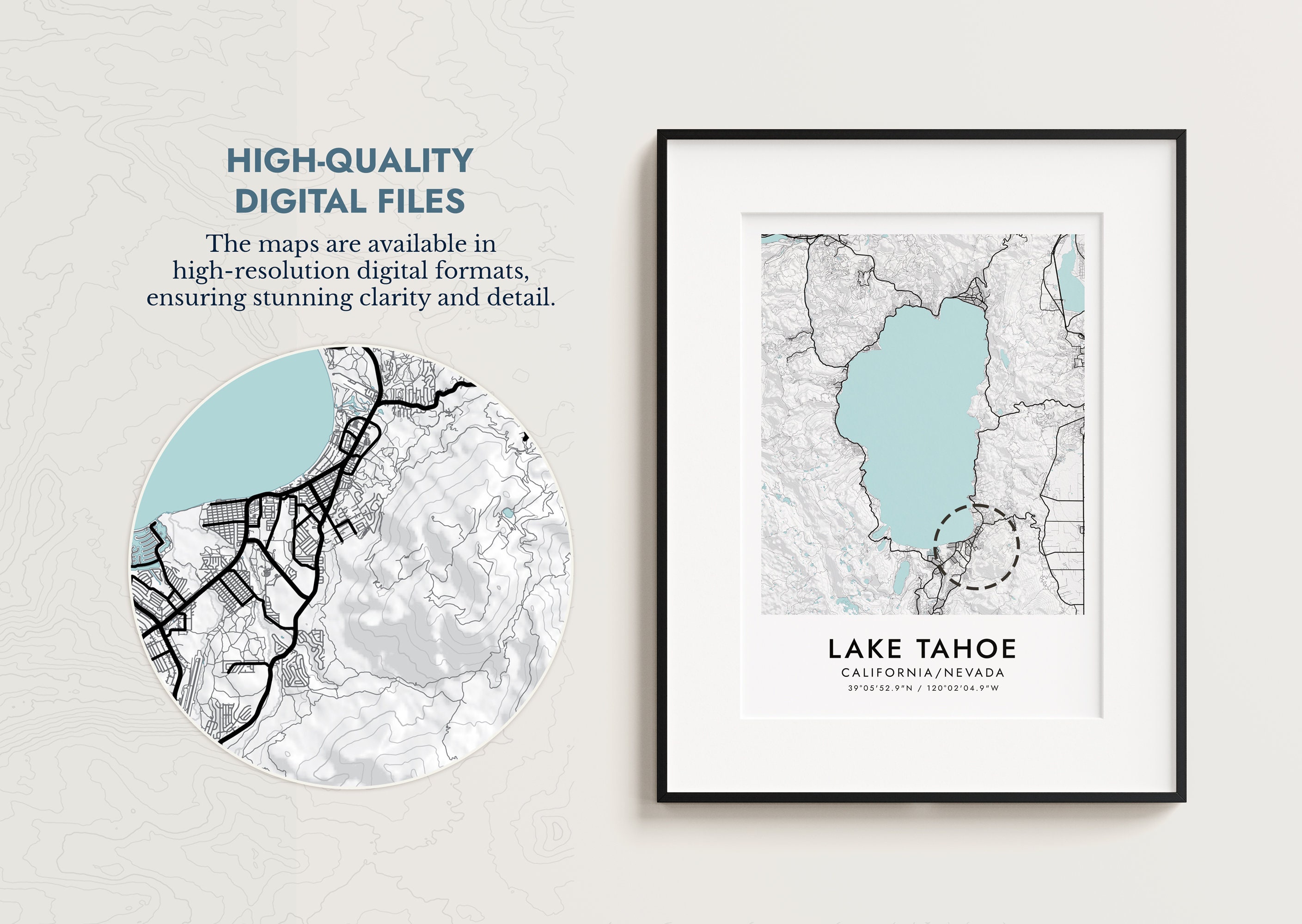 Custom Lake Map Print: Personalized Printable Lake Art (digital ...