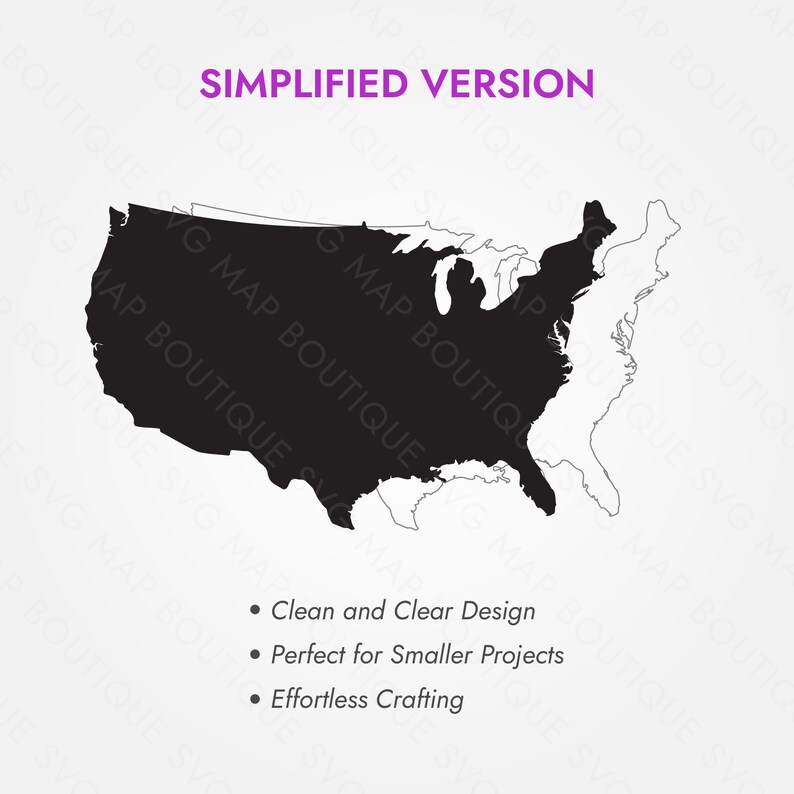 USA Map SVG Clipart Silhouette USA Map Vector Bundle, Outlined Unites ...