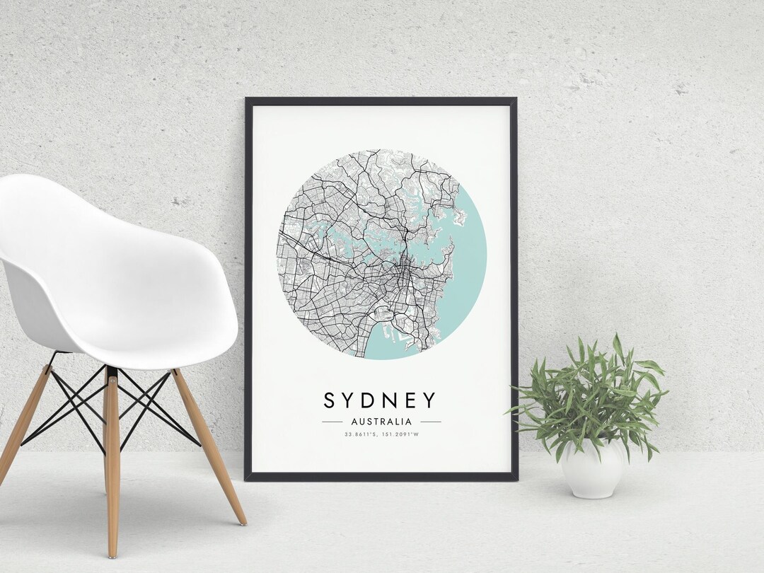 Sydney Map Print, Poster of Sydney Australia City Map Art, Minimal ...