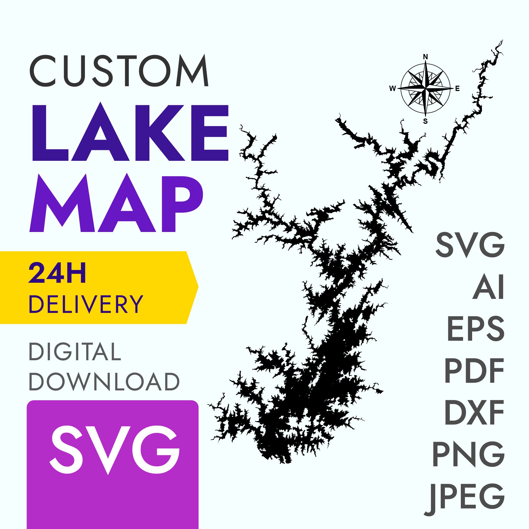 Custom Lake Map Svg Silhouette Outline Lake Map Shape Vector Svg Lake ...