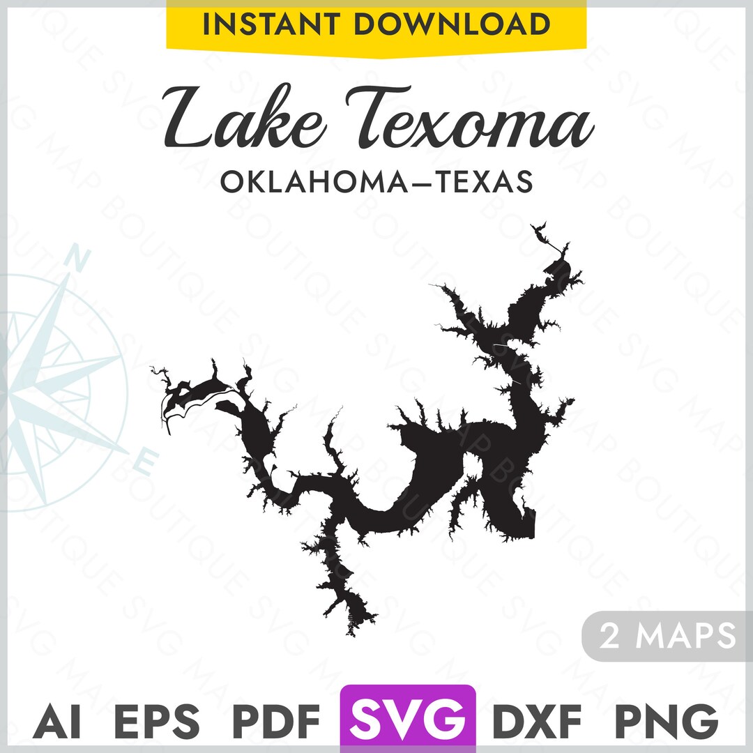 Lake Texoma Map SVG: Laser Cut Vector File (digital Download) - Etsy