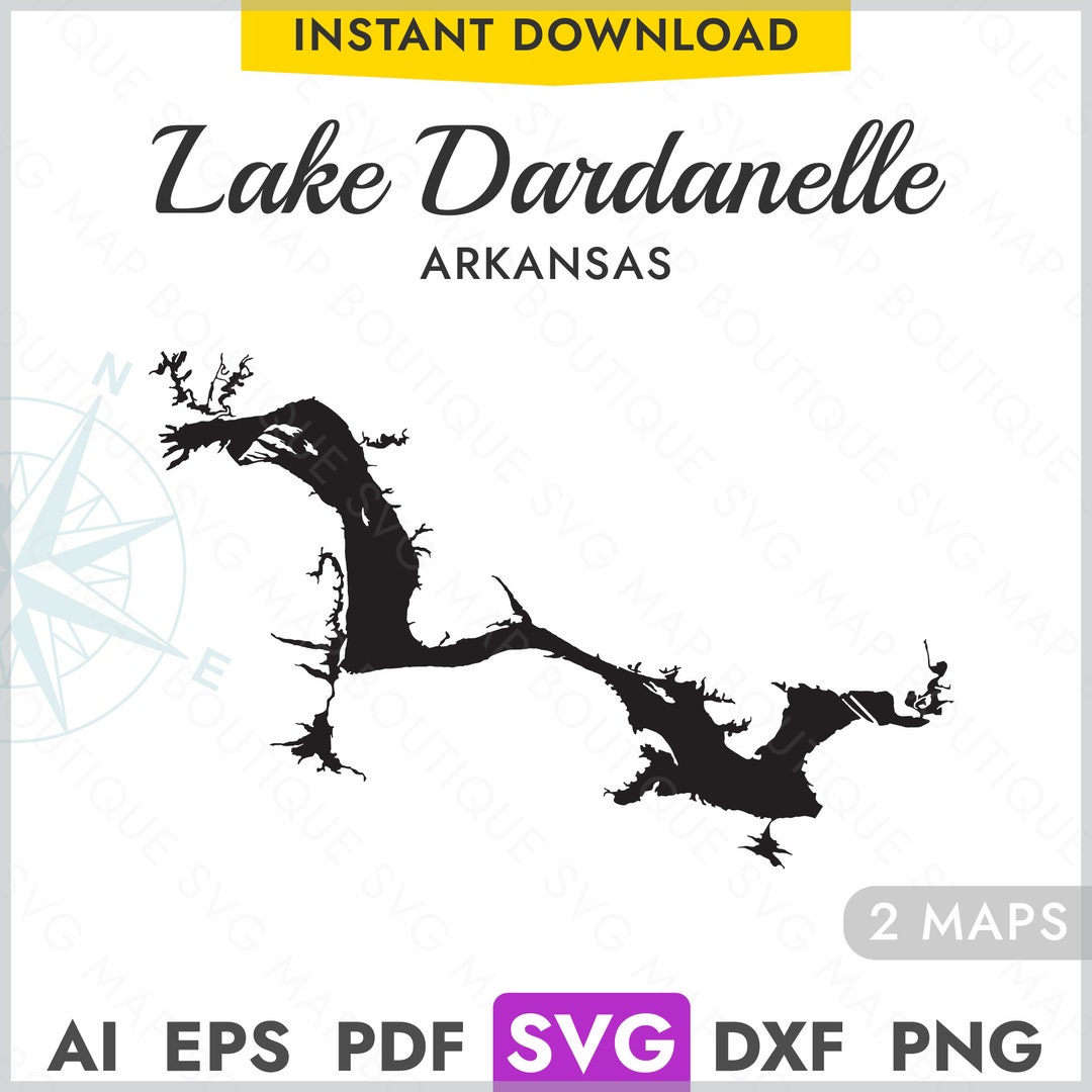 Lake Dardanelle Arkansas Map SVG: Laser Cut Vector File (digital ...