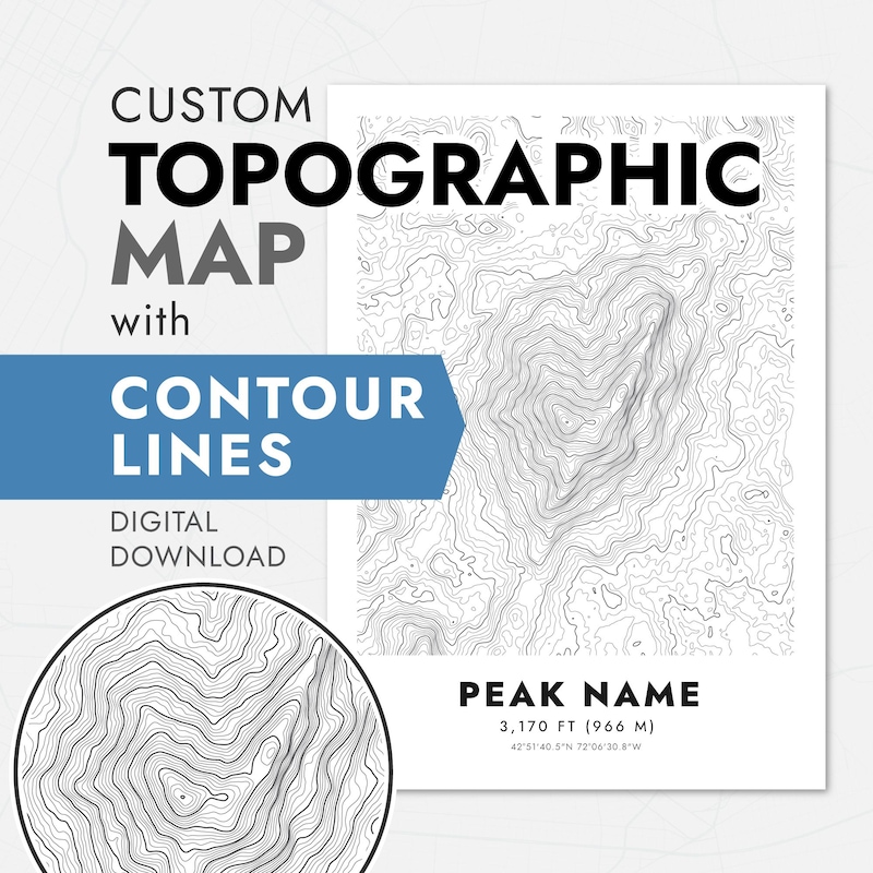 Topographic Hiking Map - Etsy