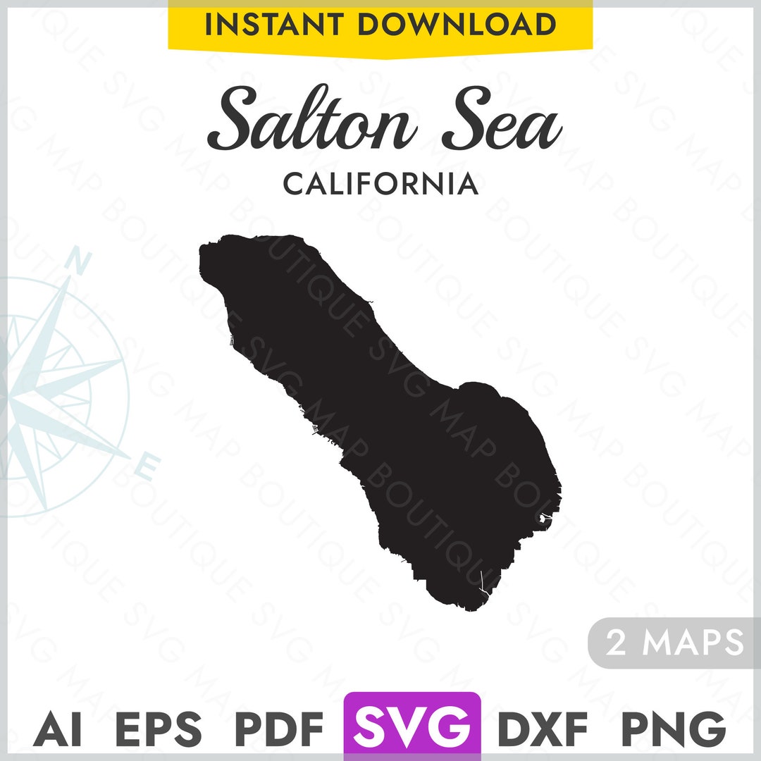 Salton Sea California SVG Map Shape Silhouette, Vector Lake Map Laser ...