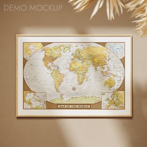 World Map Poster Detailed Political World Map Vintage Style Art Map ...
