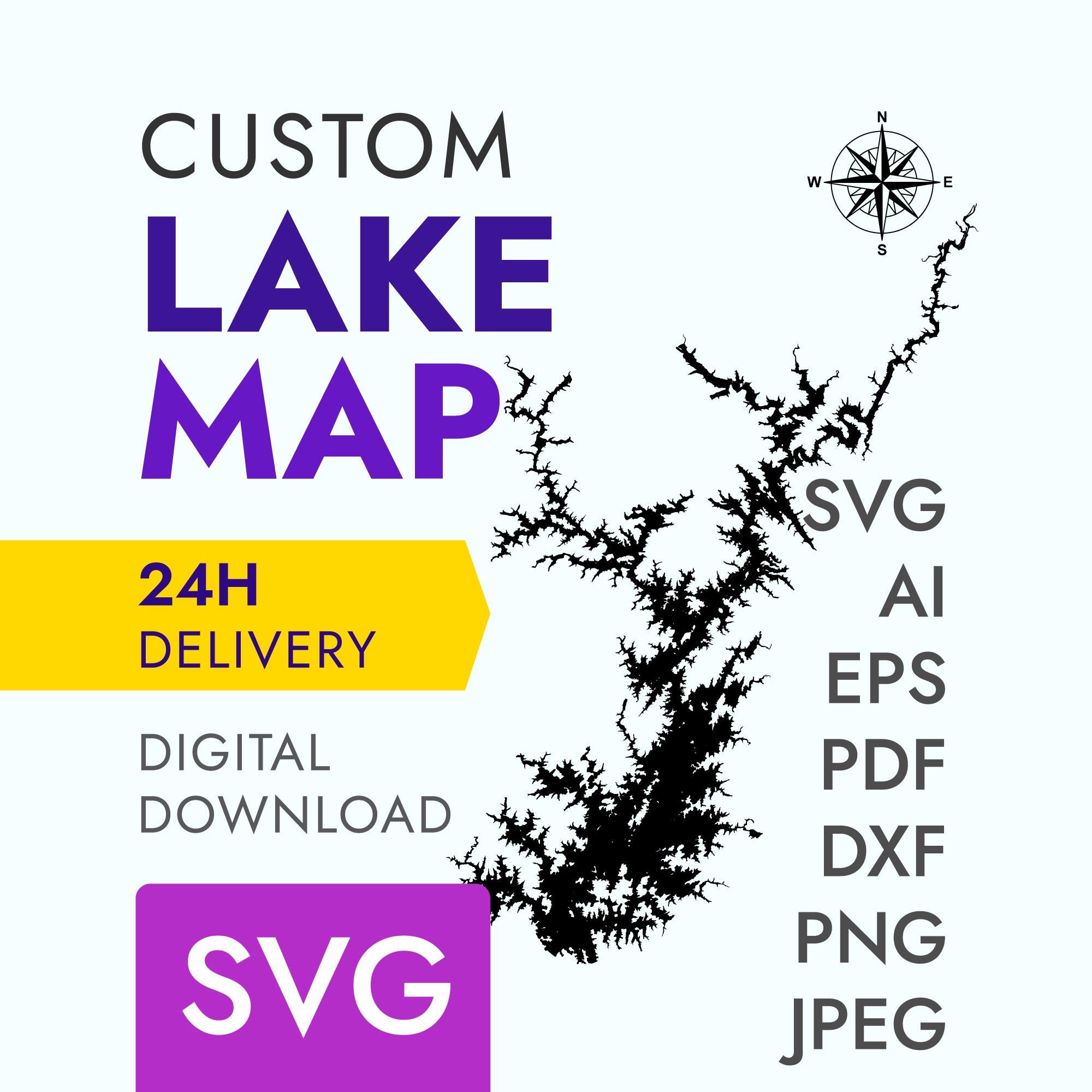 Custom Lake Map Svg Silhouette Outline Lake Map Shape Vector Svg Lake ...