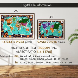 Personalized Halloween World Map: Spooky Classroom Decor (digital ...