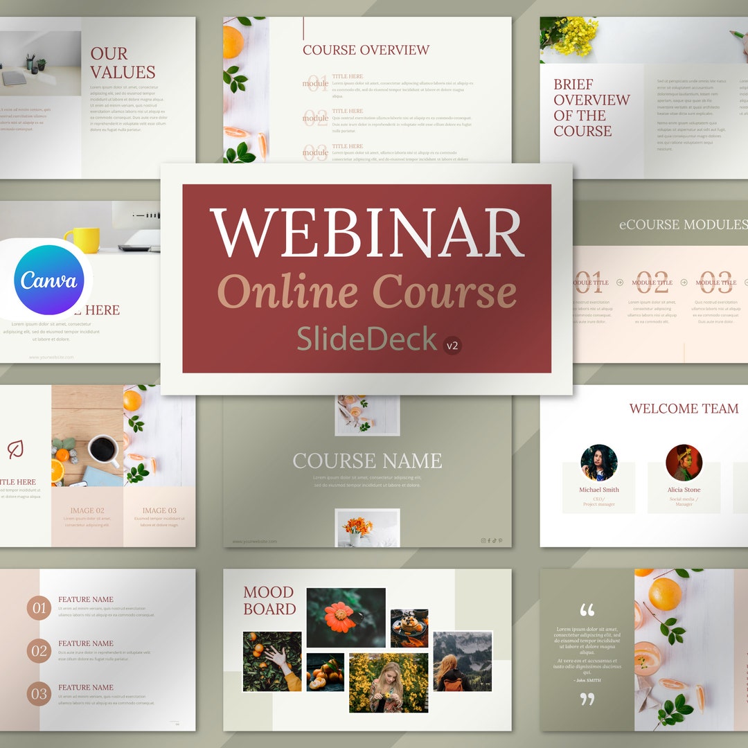 Canva Slide Deck Webinar Course Canva Presentation Template Canva Life ...