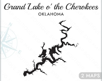 Grand Lake O the Cherokees Map Shape Instant Download EPS SVG DXF Grand ...