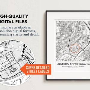 Custom University Map With Street Names, Campus Map Poster With Street ...