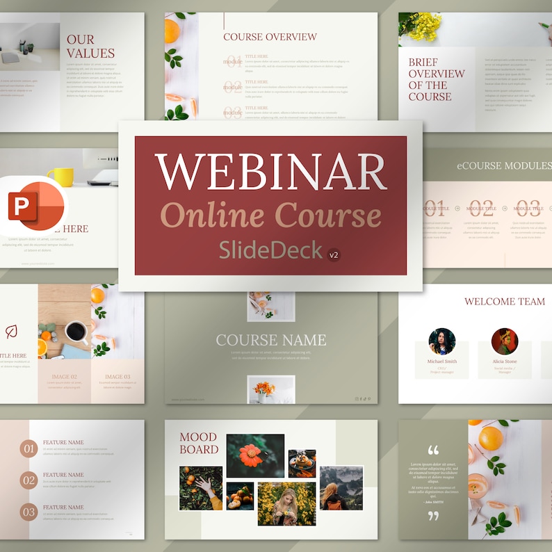 Elegant Webinar Powerpoint Template: Online Course Slide Deck - Etsy