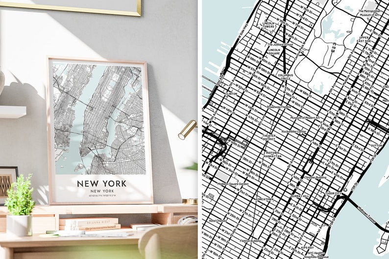 Custom Map of Your City, City Map Poster With Street Names Landmarks ...