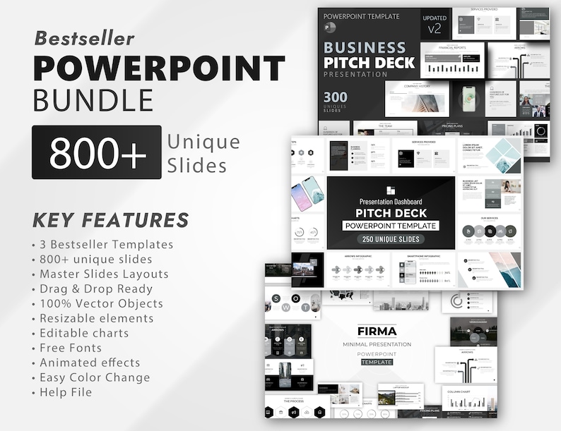 Powerpoint Presentation Template Bundle, 800 PPT Slides Perfect for Pitch Deck, Marketing ...
