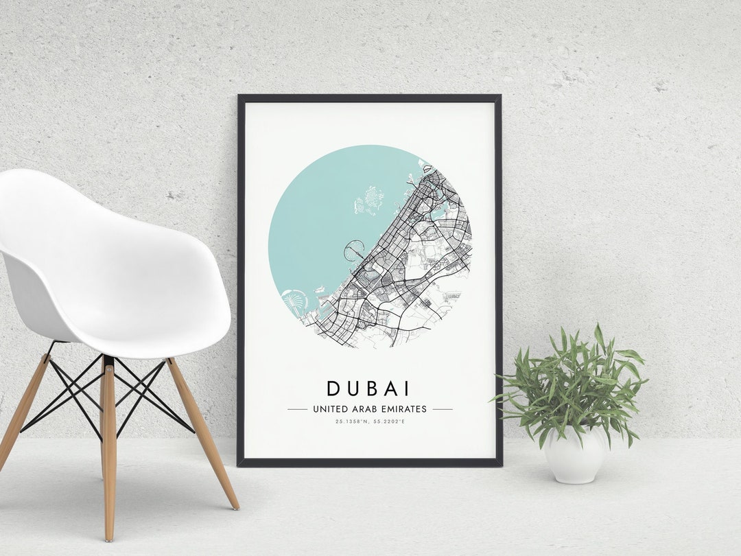 Dubai Map Print, Poster of Dubai UAE City Map Art, Minimal Printable ...