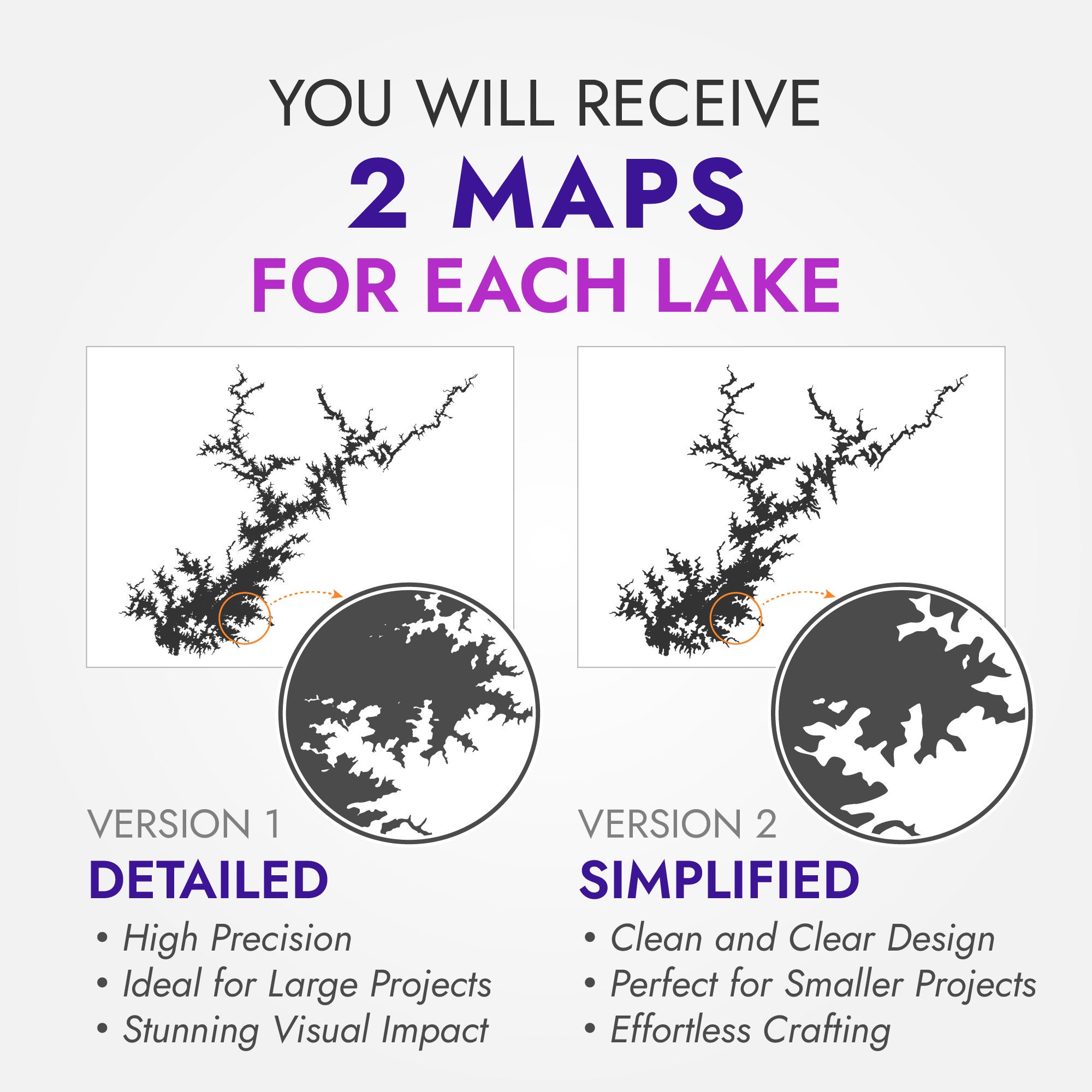 Florida Lakes SVG Maps Bundle, 35 Lake Maps Outline Vector Shape Lake ...