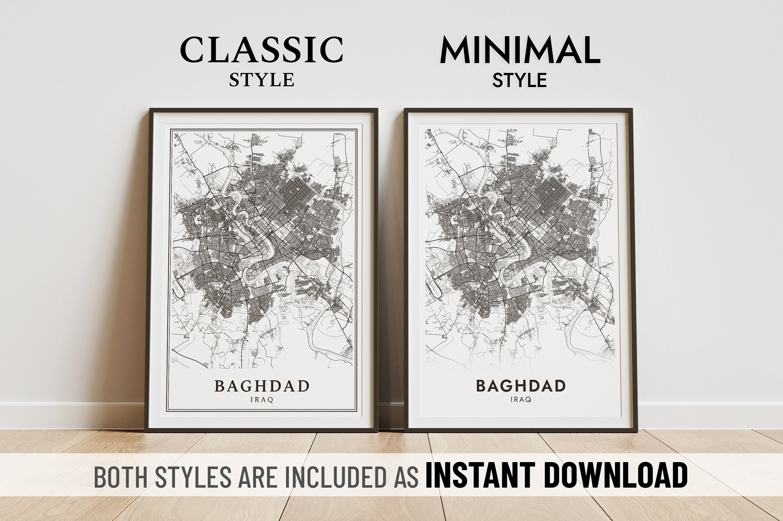Baghdad Map Print Baghdad, Iraq City Map Art Custom Poster Printable ...