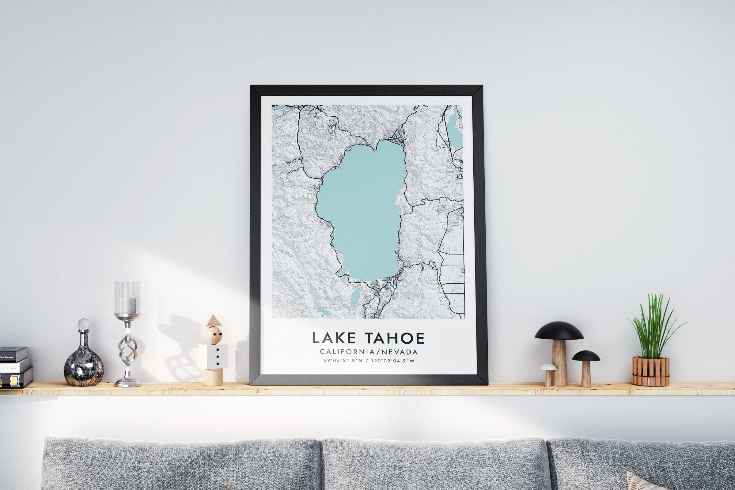 Custom Lake Map Print: Personalized Printable Lake Art (digital ...