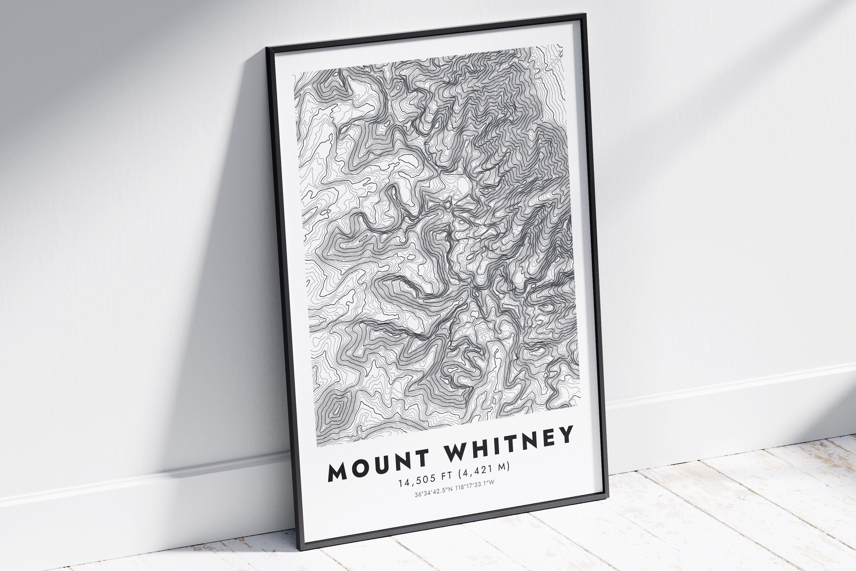 Custom Mountain Contour Map: Topographic Lines Art Print (digital ...