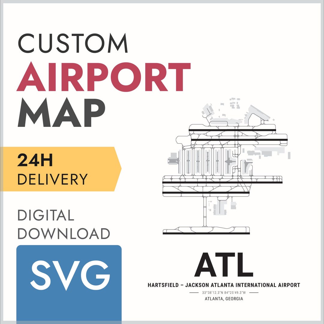 Buy Custom Airport Map SVG DXF: Laser Cut CNC Files for Makers (digital ...