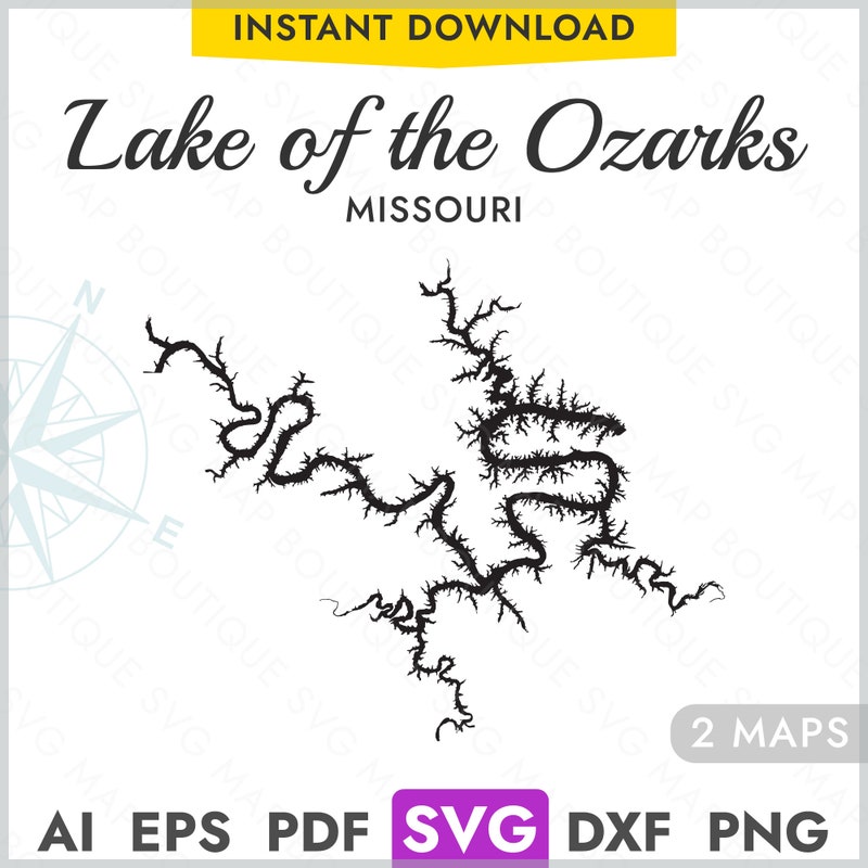 Map of Lake of Ozarks - Etsy