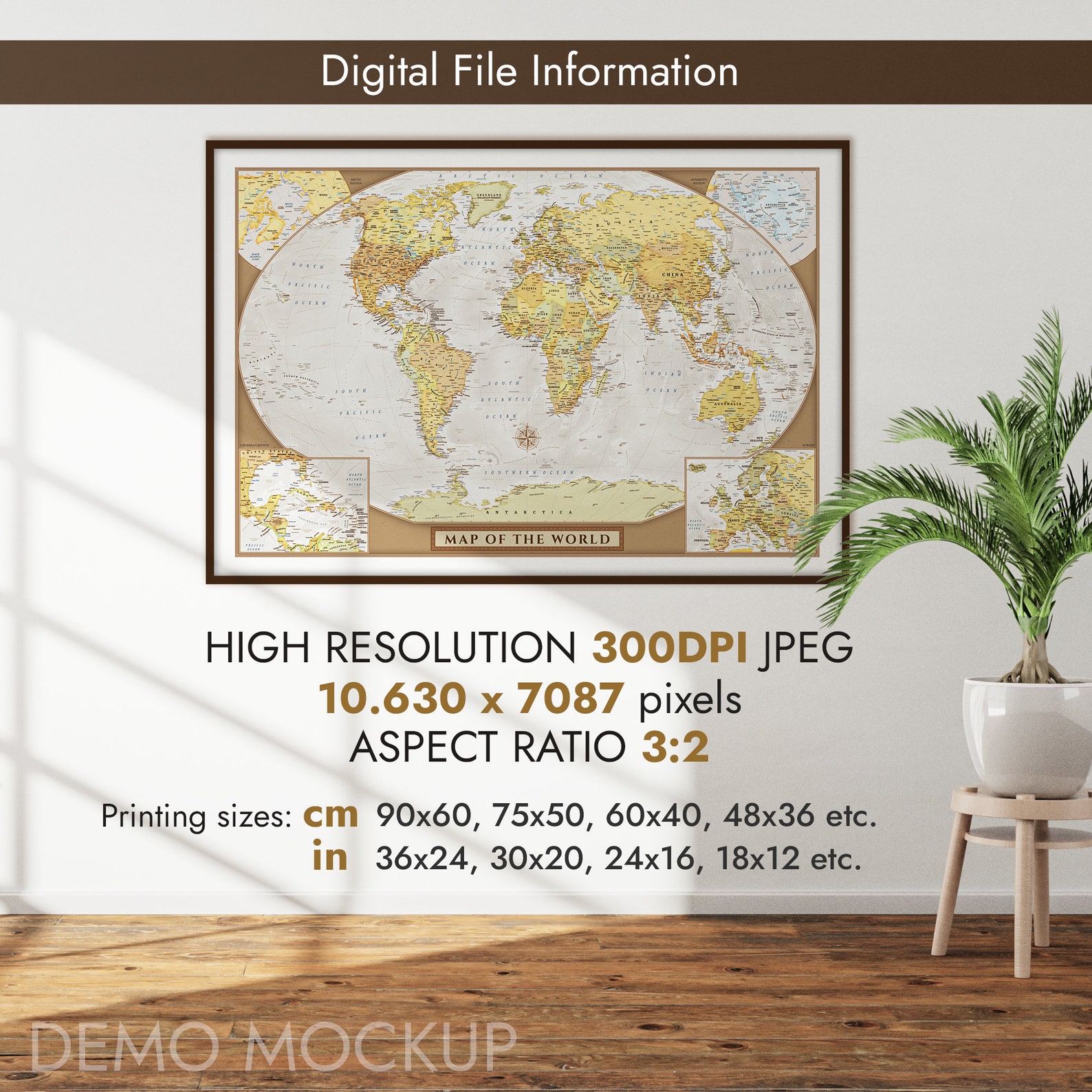World Map Poster Detailed Political World Map Vintage Style Art Map ...