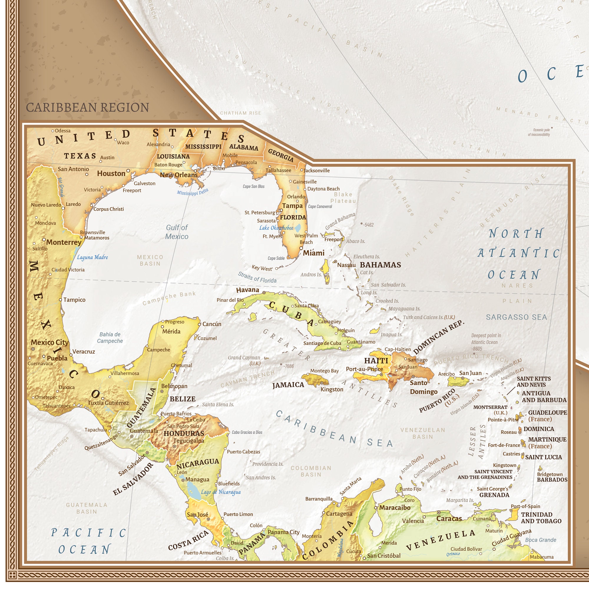 World Map Poster Detailed Political World Map Vintage Style Art Map ...