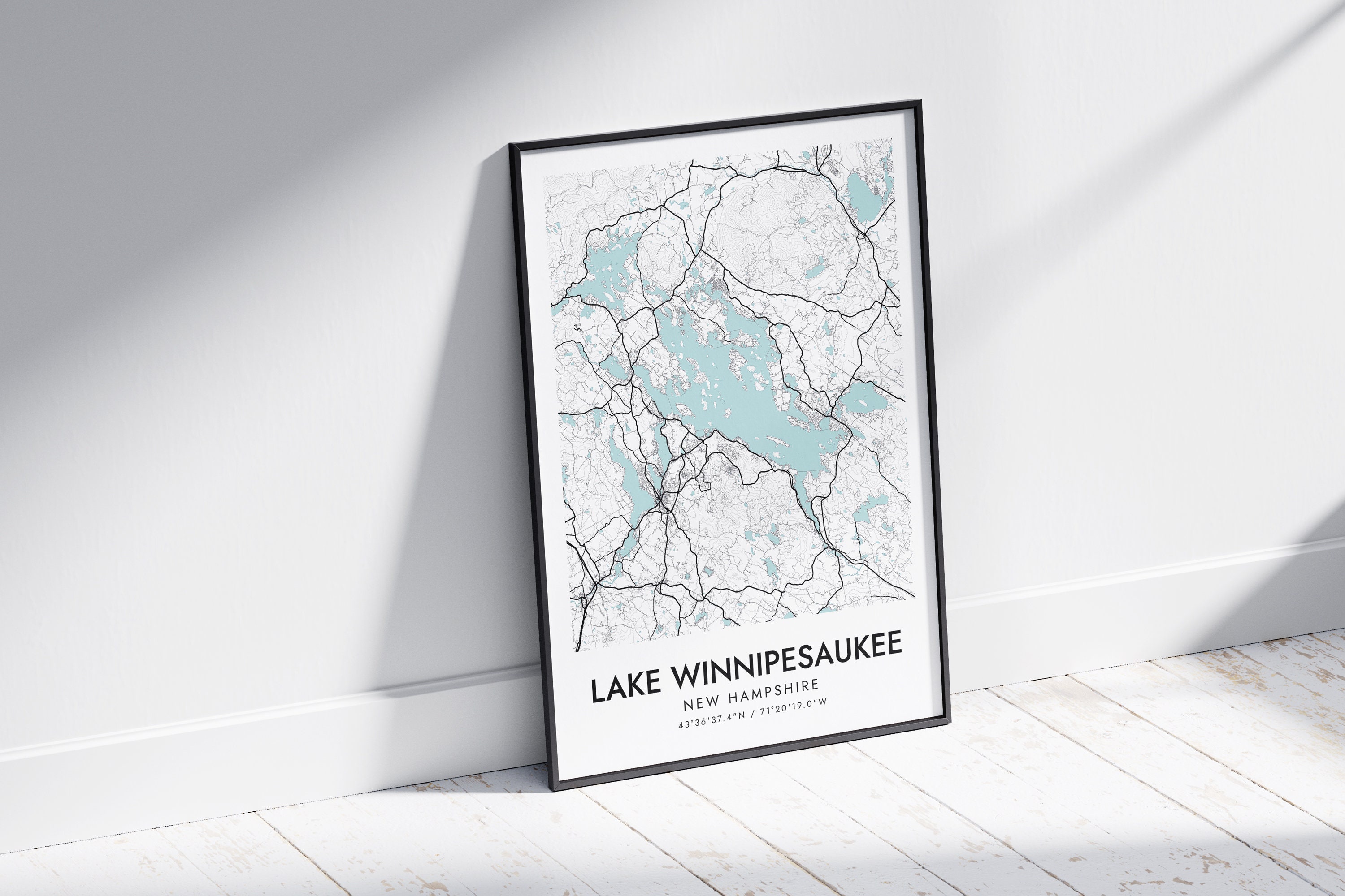 Custom Lake Map Print: Personalized Printable Lake Art (digital ...