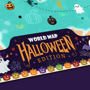 Personalized Halloween World Map: Spooky Classroom Decor (digital ...