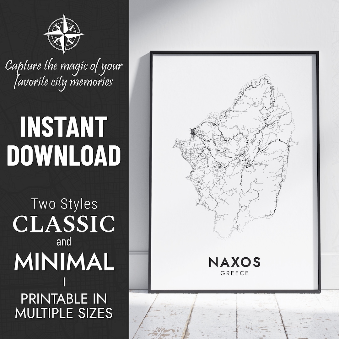 Naxos Map Print | Naxos, Greece City Map Art | Custom Poster | Naxos ...