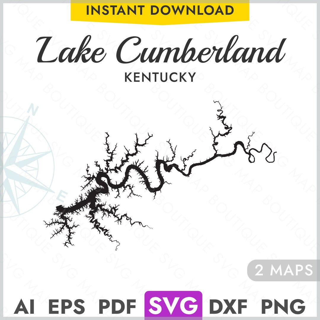 Lake Cumberland Kentucky Map SVG: Laser Cut Vector (digital Download ...