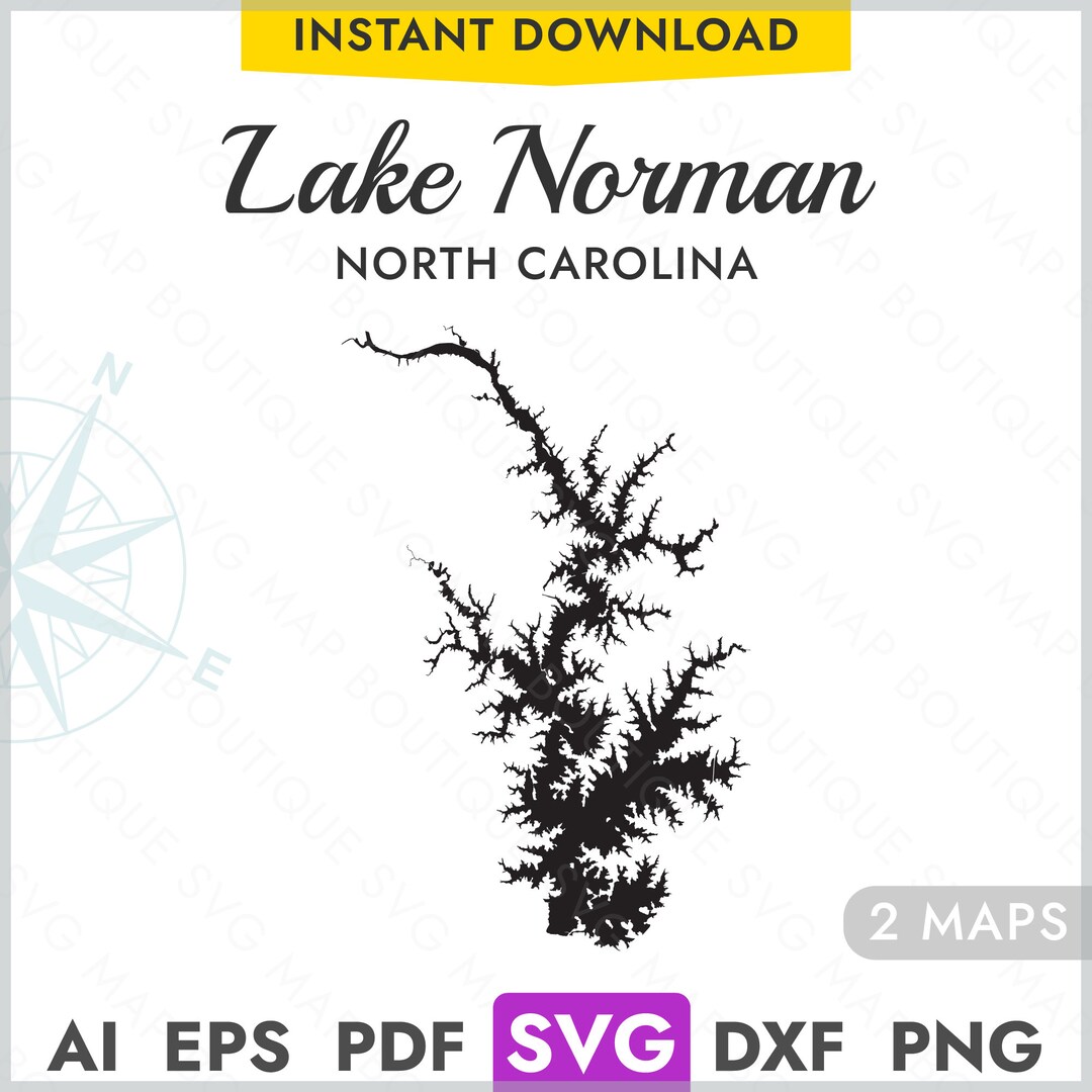 Lake Norman, North Carolina Map SVG: Laser Cut Vector (digital Download ...