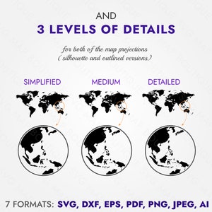 World Map SVG Clipart Bundle: Silhouette, Outline (digital Download) - Etsy