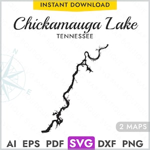 Chickamauga Lake Tennessee Map SVG: Laser Cut Vector (digital Download ...