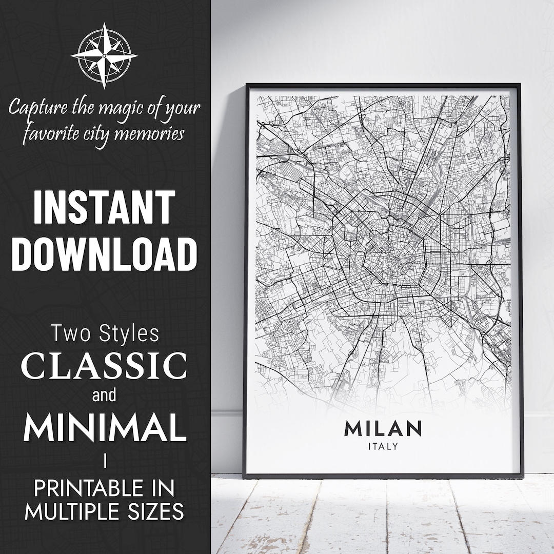 Milan Map Print | Milano, Italy City Map Art | Custom Poster ...
