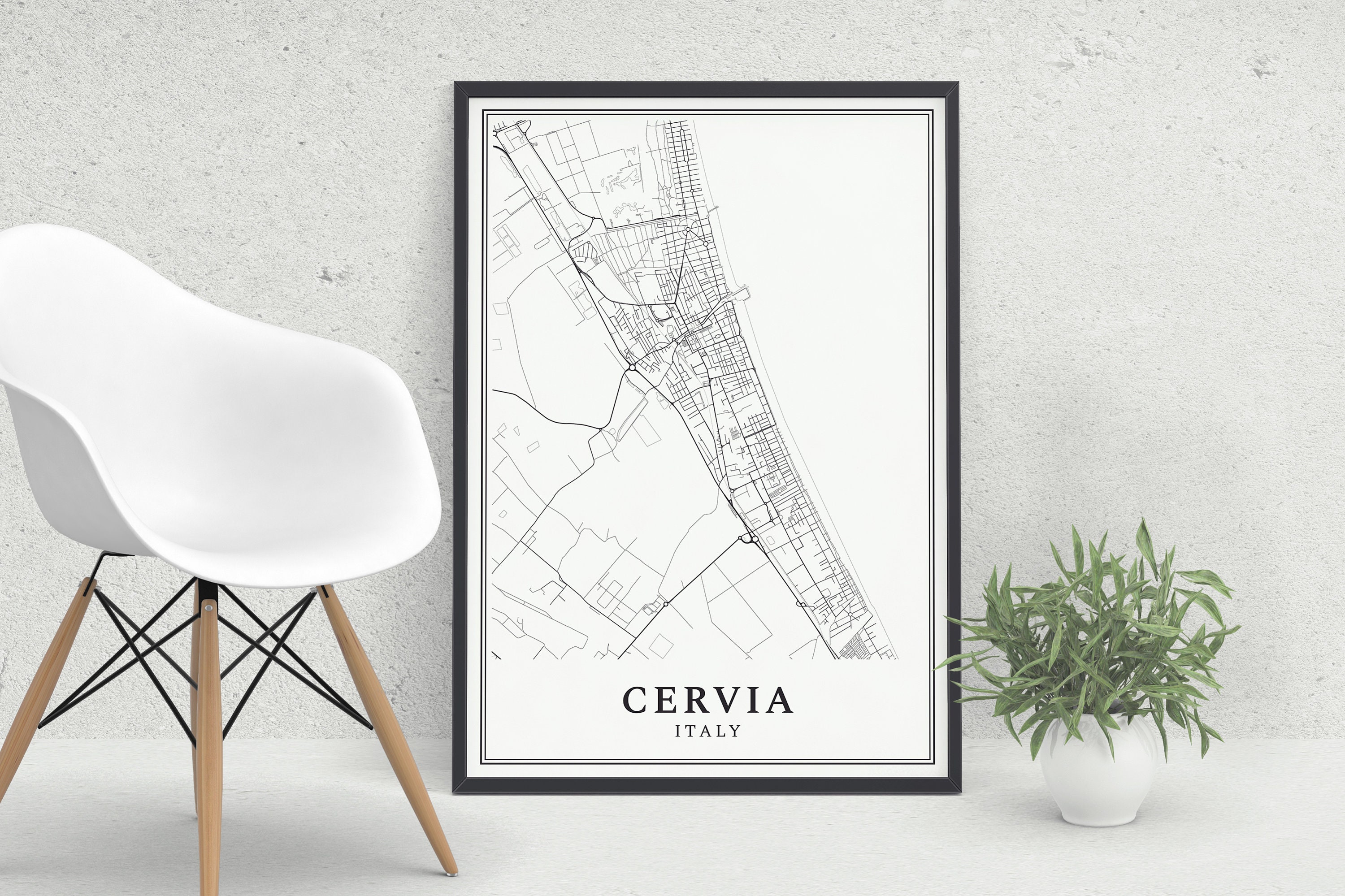 Cervia Italien Map Print: Minimalistische Stadt-Kunst (Digitaler ...