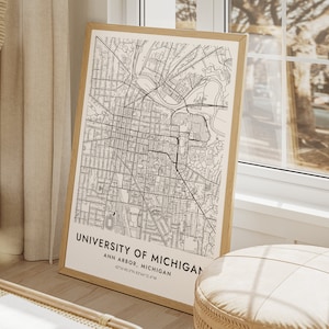 Custom University Map With Street Names, Campus Map Poster With Street ...