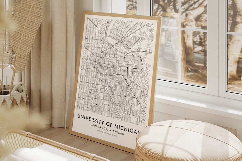 Custom University Map With Street Names, Campus Map Poster With Street ...