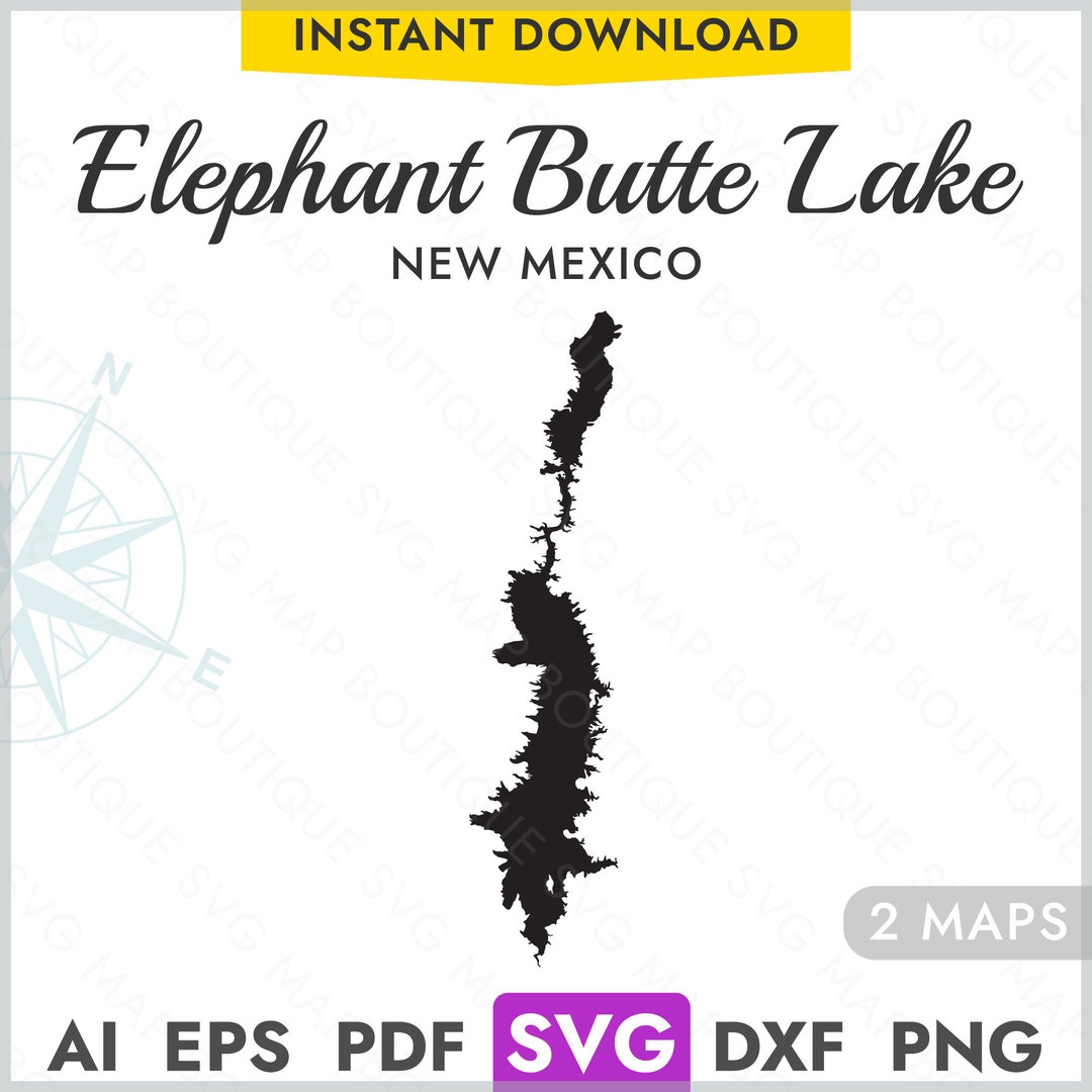 Elephant Butte Lake New Mexico SVG Map Shape Silhouette, Vector Lake ...
