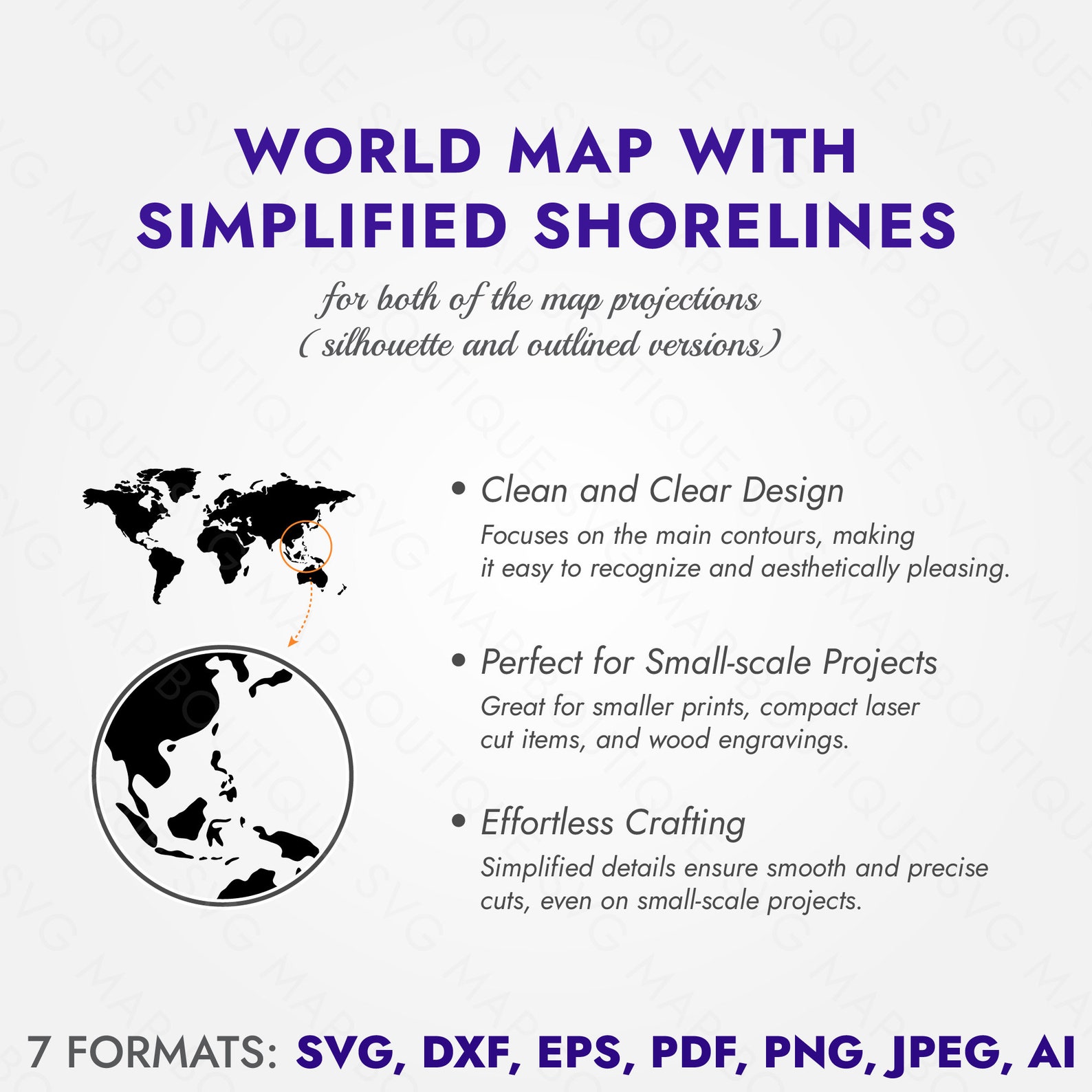 Simple World Map SVG, Silhouette World Map Vector, Outlined World Map ...