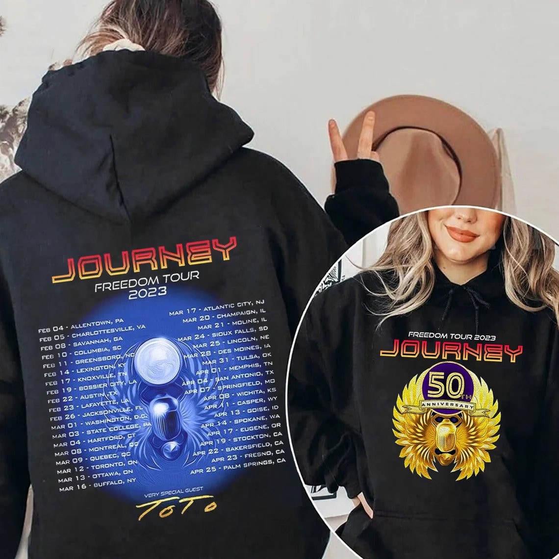 Journey 2023 Freedom Tour Hoodie, 2023 Journey Tour, Journey Concert 2023