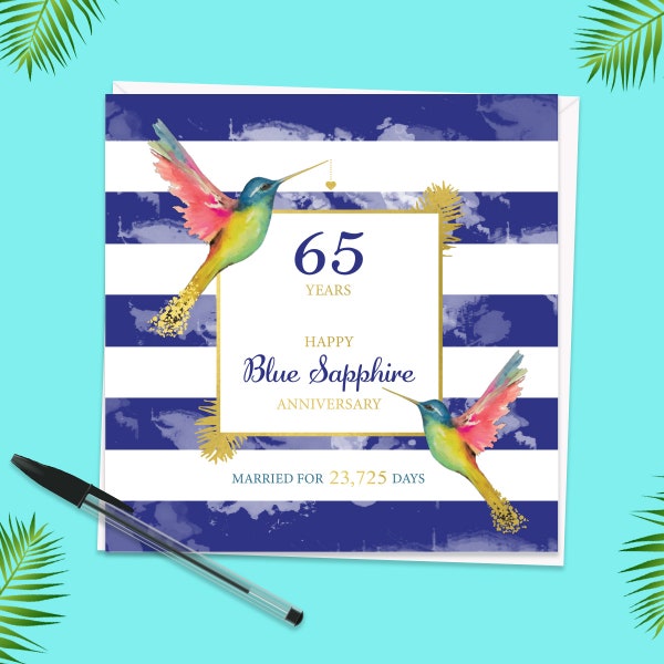 65th Wedding Anniversary Card - Etsy UK