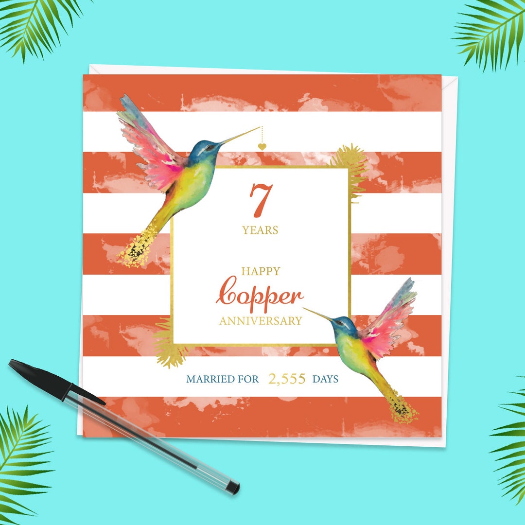 Happy 7th Anniversary Card - Copper - Etsy