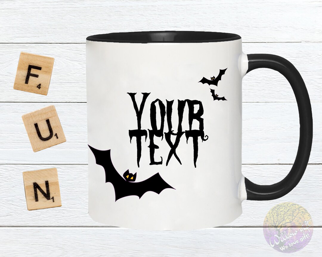 Bat Halloween Mug, Custom Bat Mug, Custom Halloween Mug, Bat Coffee Mug ...