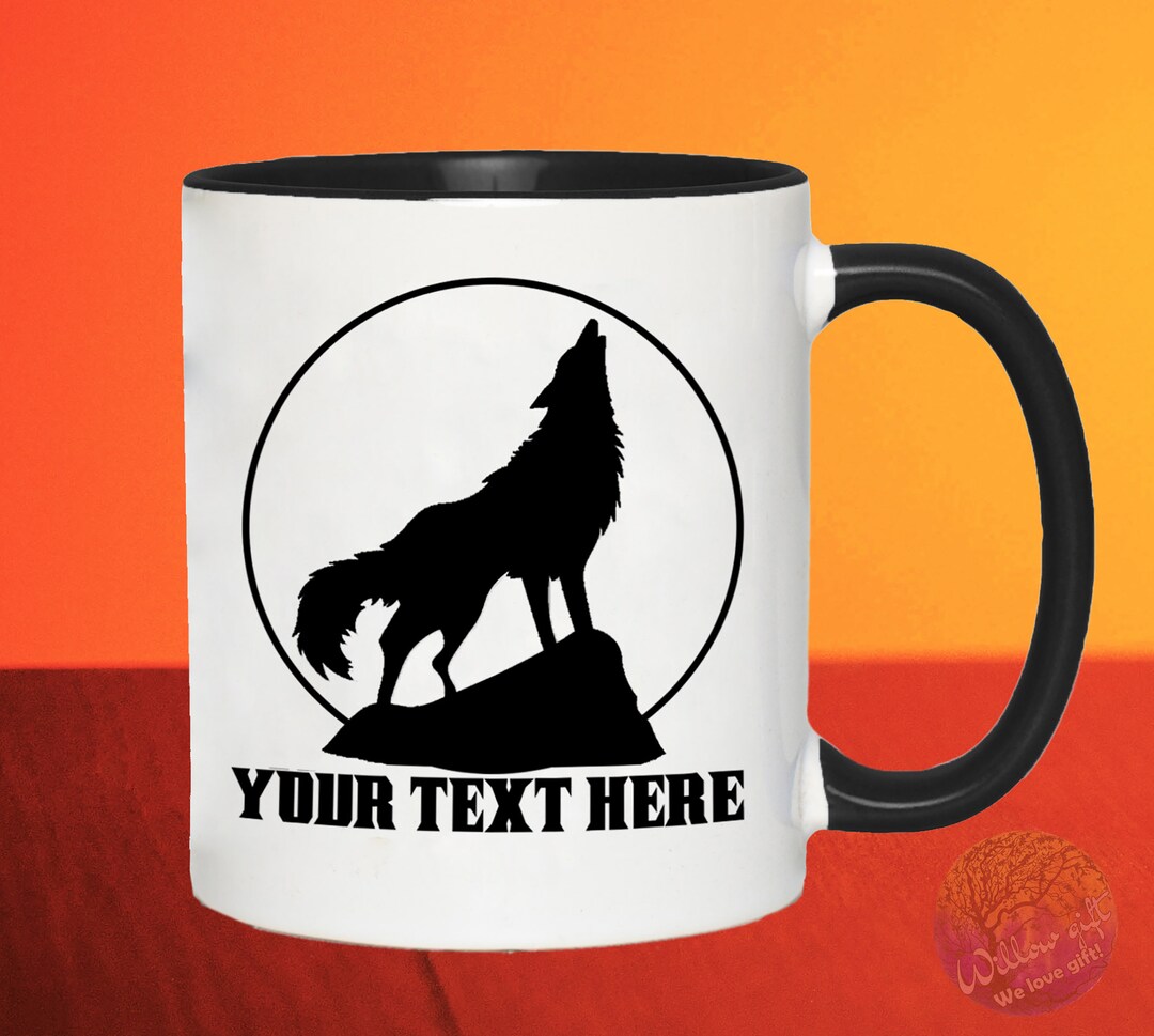 Personalized Wolf Coffee Mug, Custom Wolf Mug, Spirit Animal Mug ...