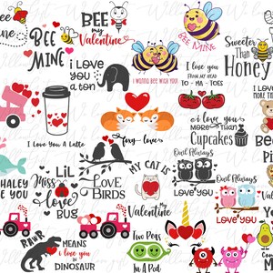 Cute Love Bundle, Valentine Bundle Png, Valentine Clipart, Retro Love ...