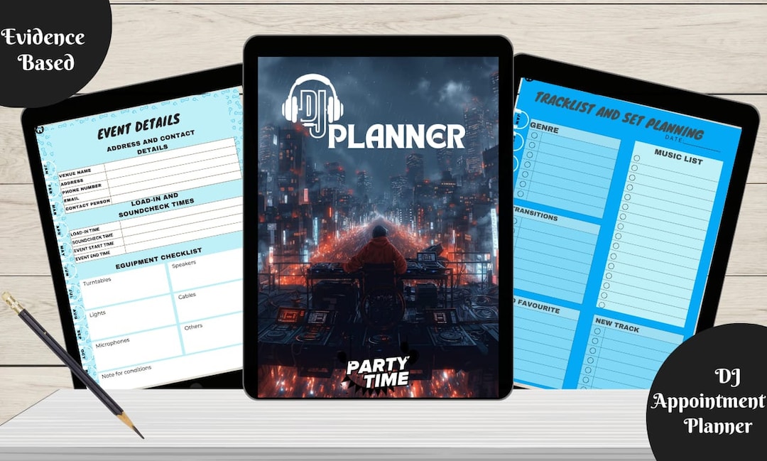 Modern DJ Digital Planner, Hyperlinked Event Tracker, Electronic ...