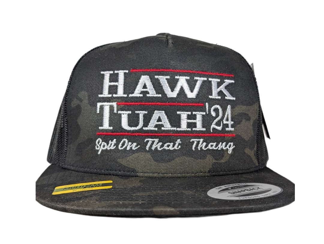 HAWK TUAH '24 Spit on That Thang. Yupoong Black Camo Hat With Black ...
