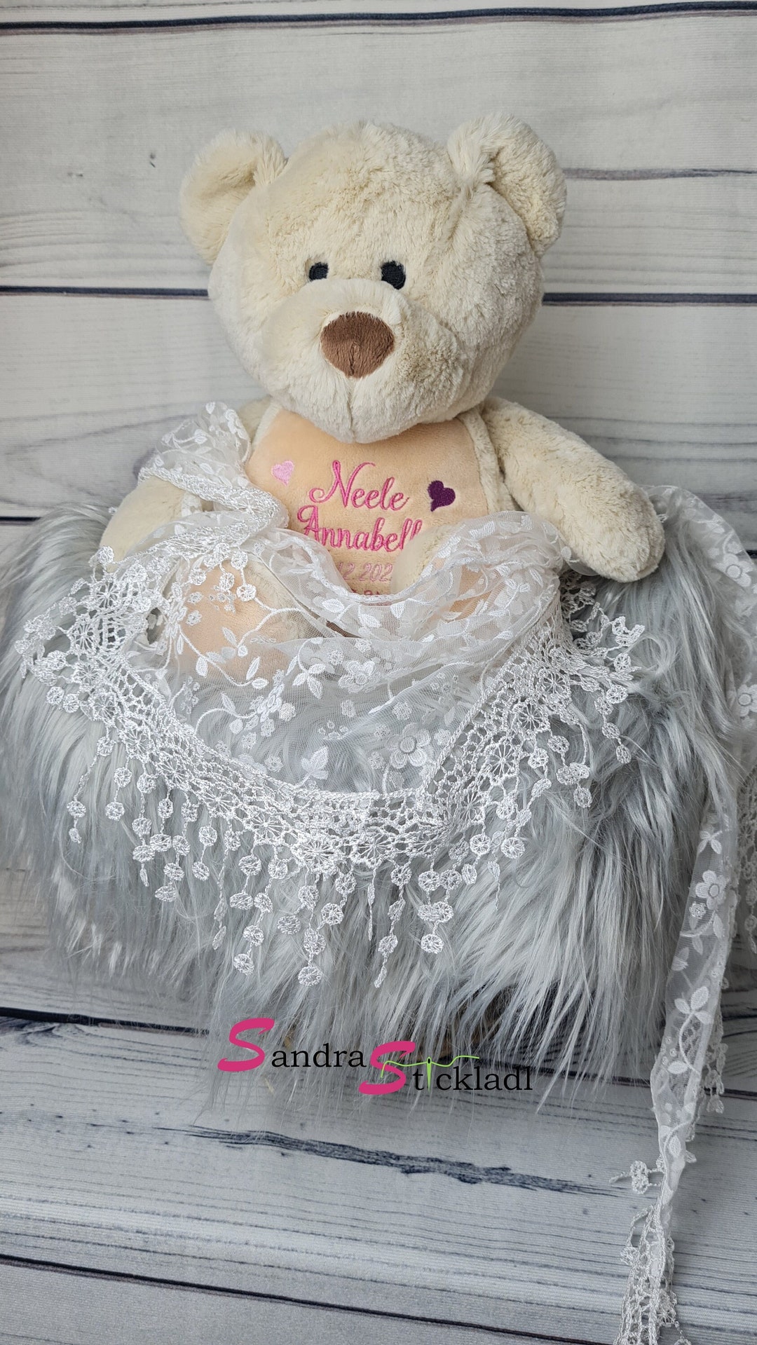 Teddy Bear Embroidered With Desired Name and Birth Dates - Etsy